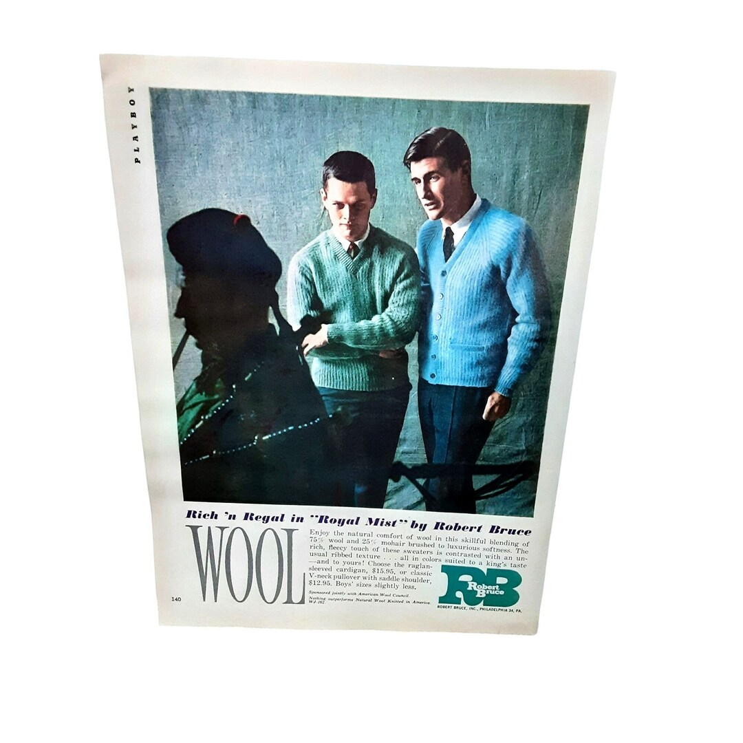 1962 Robert Bruce Royal Mist Sweater Original Print Ad Vintage 60s - Etsy