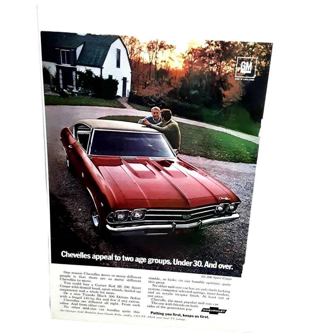 1969 Chevy Chevelle SS 396 Vintage GM Car Ad – Original 7x10 Print ...