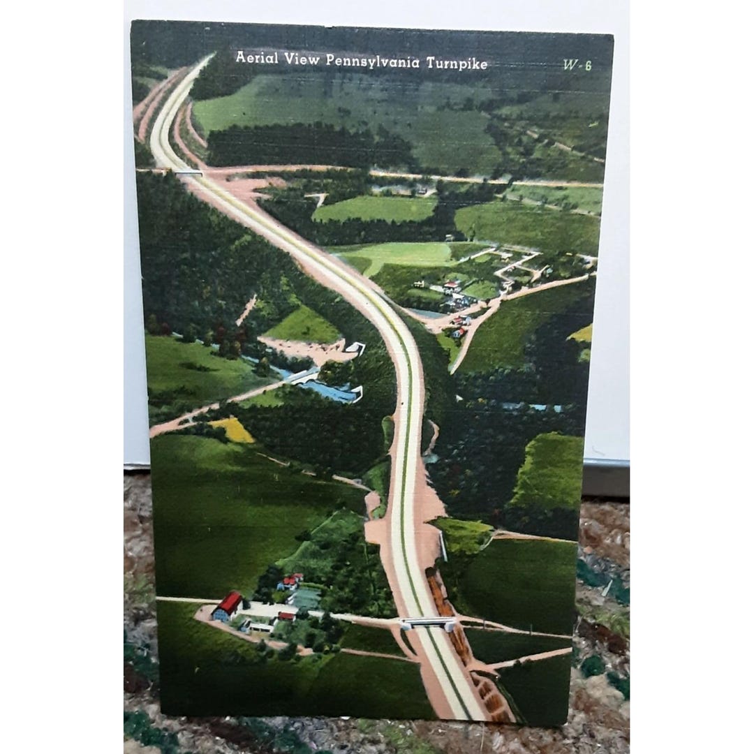 1930s Aerial View Pennsylvania Turnpike Postcard Clear Ridge Cut Dream ...