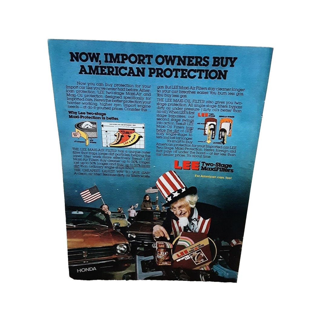 1981 Lee Oil Filter Uncle Sam With Honda Car Original Print Ad 80s - Etsy