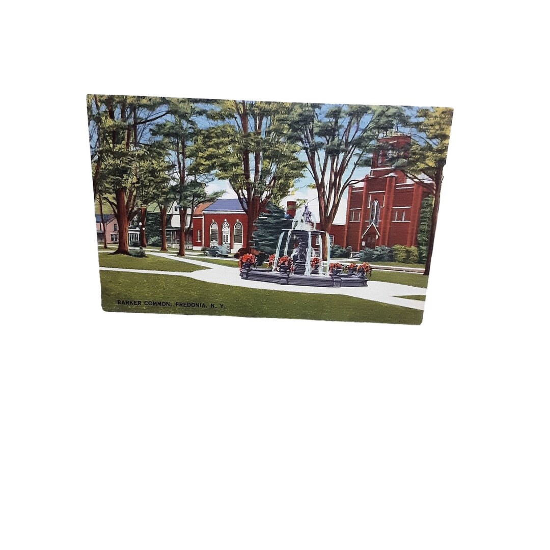 Vintage C 1930s Barker Common Fredonia New York Linen Post Card - Etsy