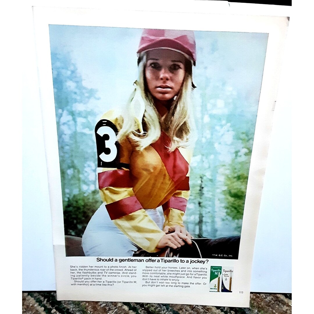 1969 Tiparillo Woman Jockey Vintage Print Ad Original - Etsy