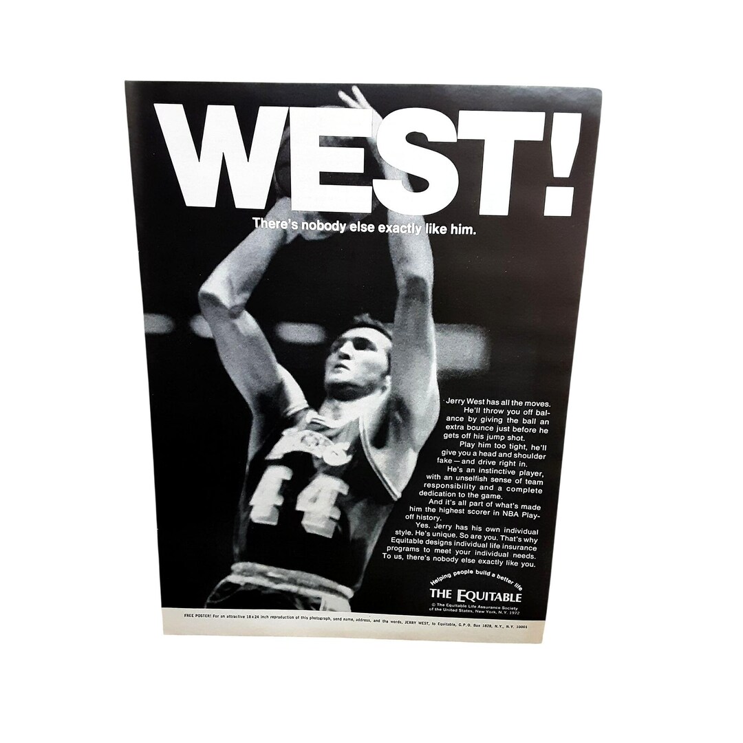 1972 Jerry West Los Angeles Lakers Vintage Print Ad NBA Basketball ...