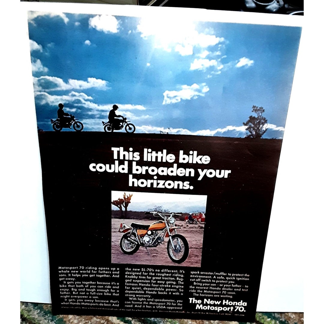 1971 Honda Motosport 70 Motorcycle Original Print Ad - Etsy