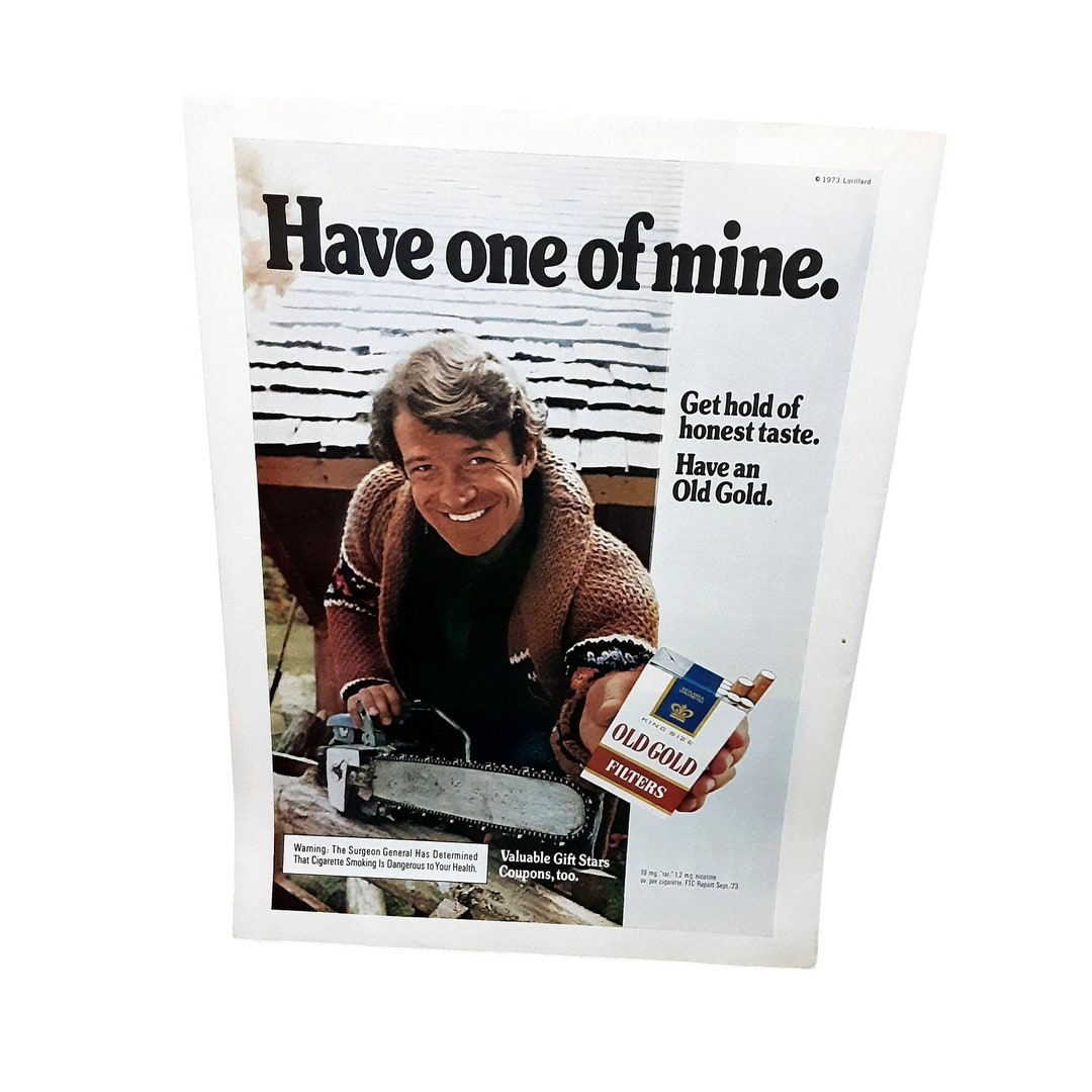 1974 Old Gold Filters Cigarettes Man With Chainsaw Vintage - Etsy