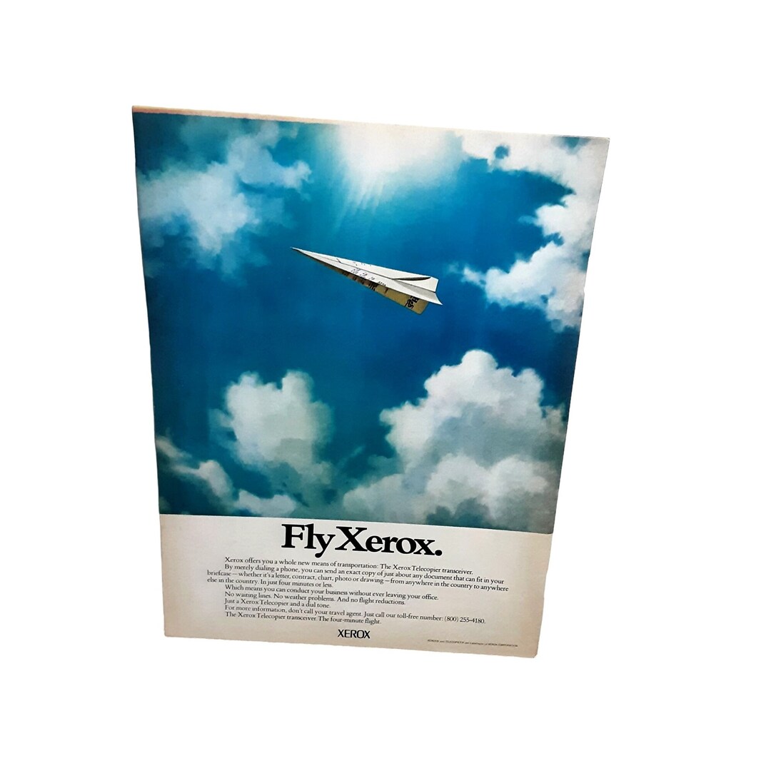 1974 Xerox Fly Xerox Paper Airplane Telecopier Copy Original Print Ad ...