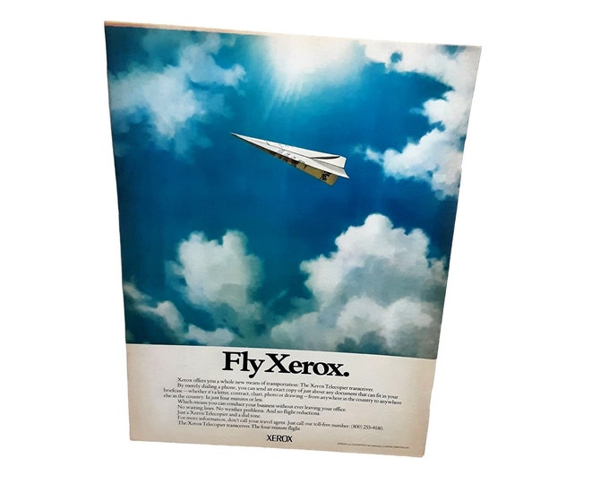 1974 Xerox Fly Xerox Paper Airplane Telecopier Copy Original Print Ad ...