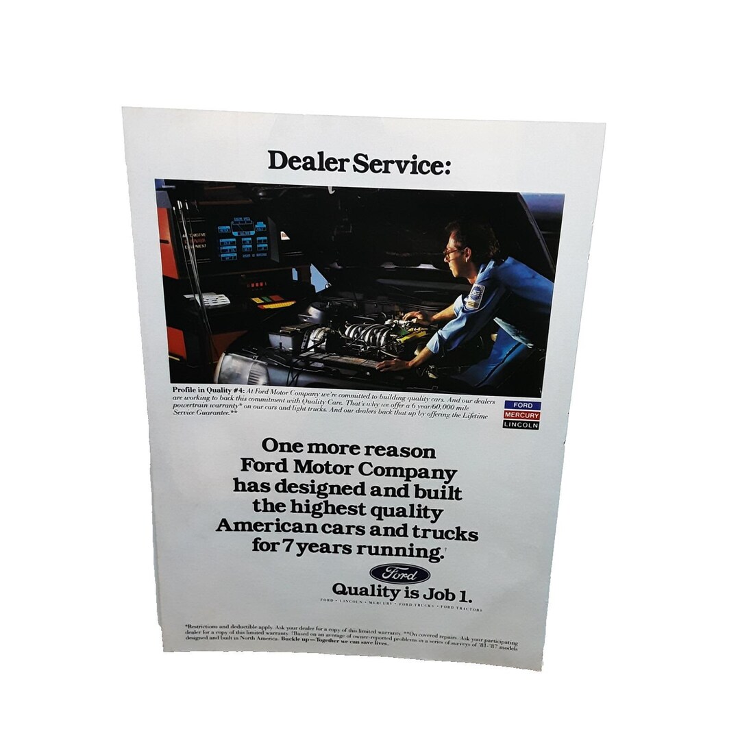 1988 Ford Dealer Service Mechanic Engine Original Print Ad Vintge 80s ...