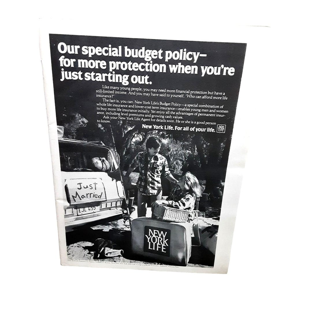 1979 New York Life Couple Just Married Fishing Pole Original Print Ad ...
