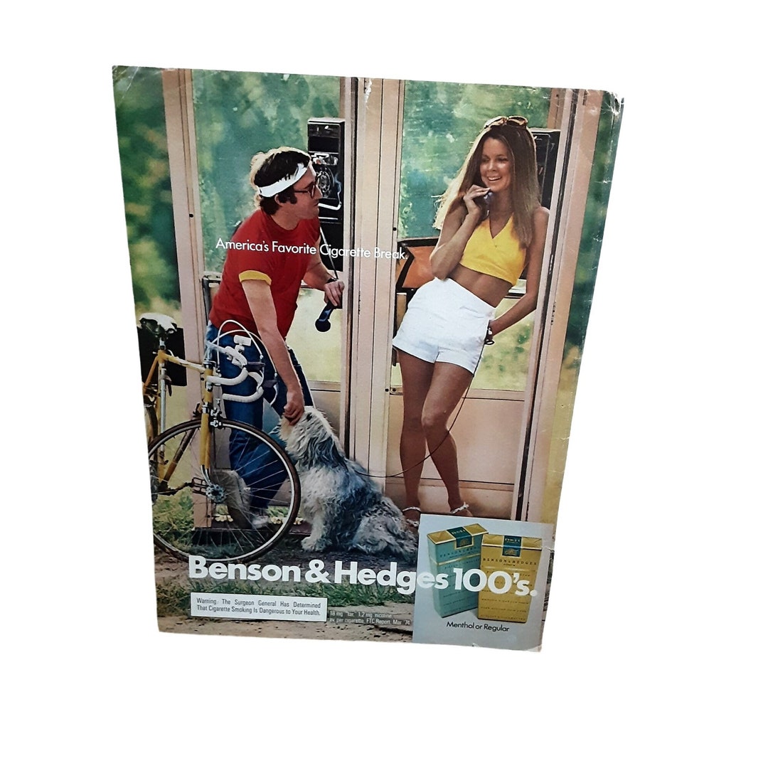 1974 Benson & Hedges Man Woman Legs Dog Phone Booth Original Print Ad ...