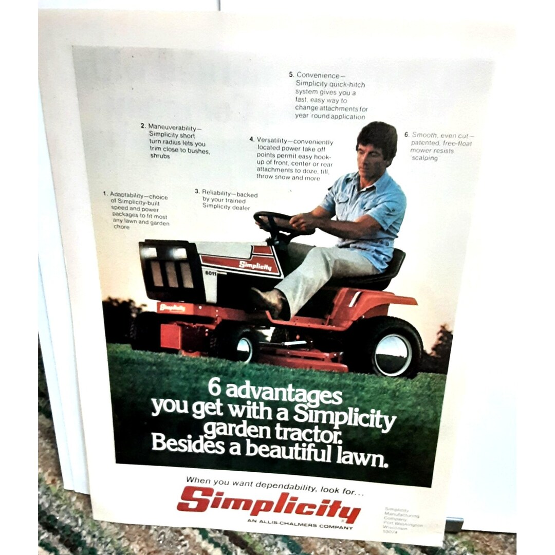 1979 Simplicity Lawn Mower Tractor Original Print Ad - Etsy