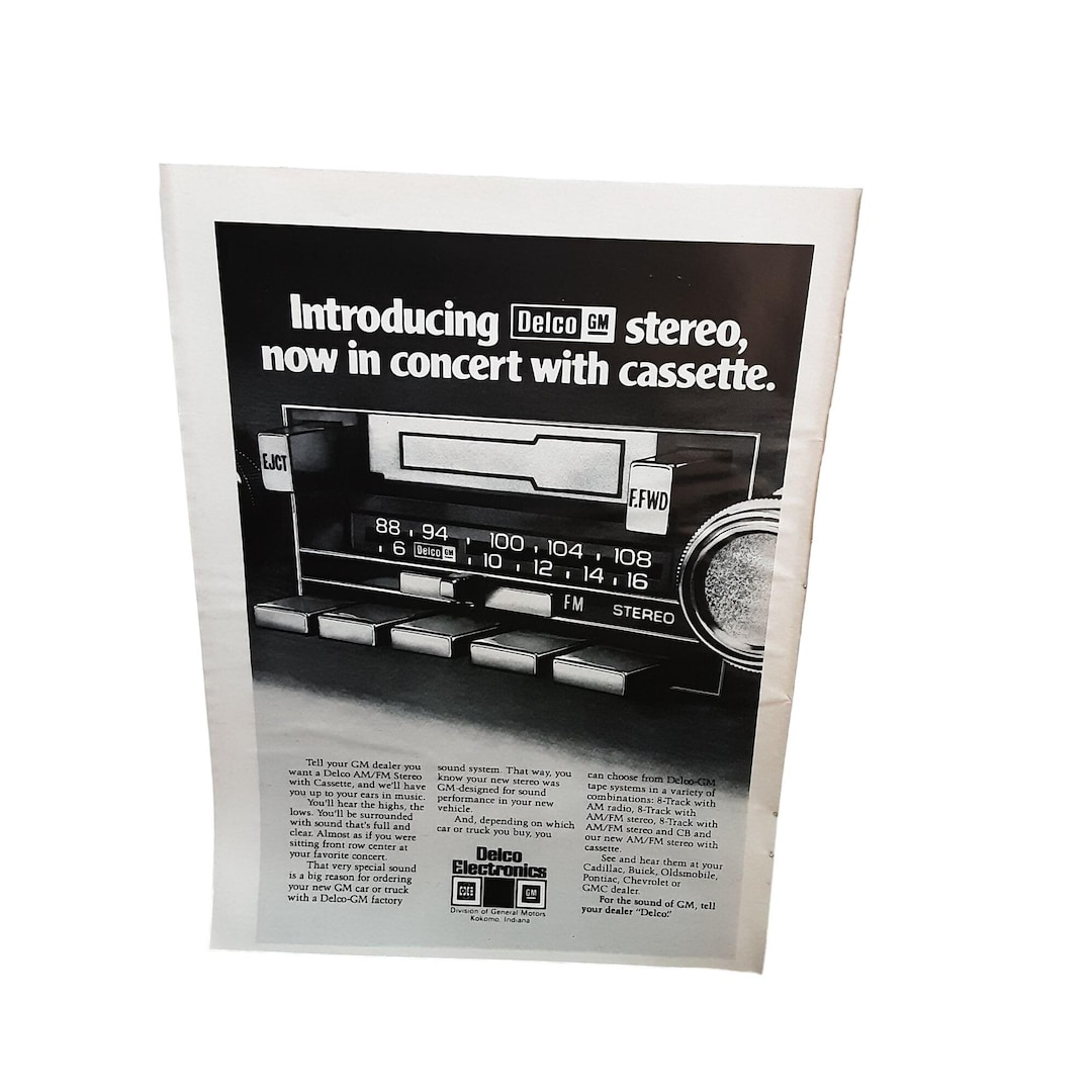 1977 GM Delco Cassette Car Stereo Original Print Ad 70s - Etsy