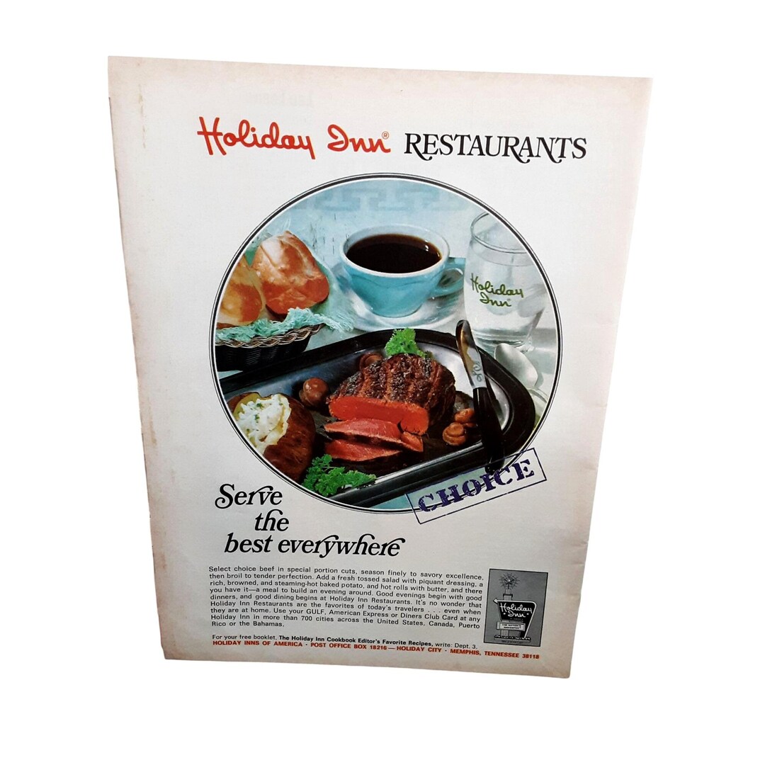Vintage 1968 Holiday Inn Food Ad Steak Dinner Restaurant Advertising - Etsy