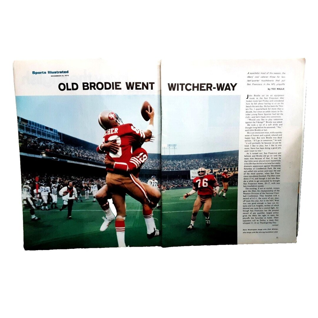 1972 San Francisco 49ers John Brodie Steve Spurrier Magazine Article ...