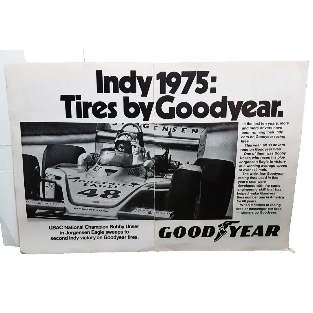 1975 Goodyear Bobby Under USAC Champion Jorgensen Eagle Car Original ...