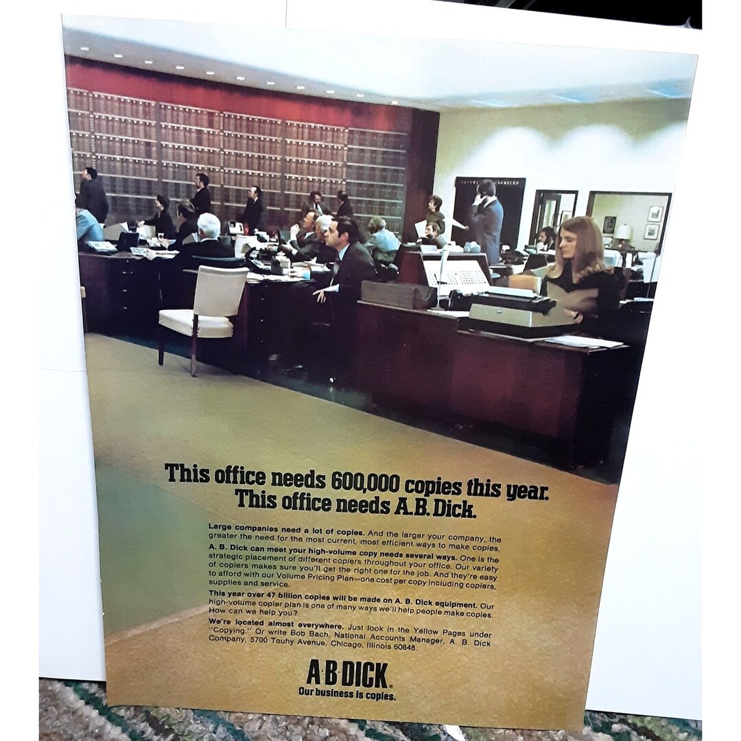 1972 AB Dick Copiers This Office Needs AB Dick Print Ad Vintage 70s - Etsy