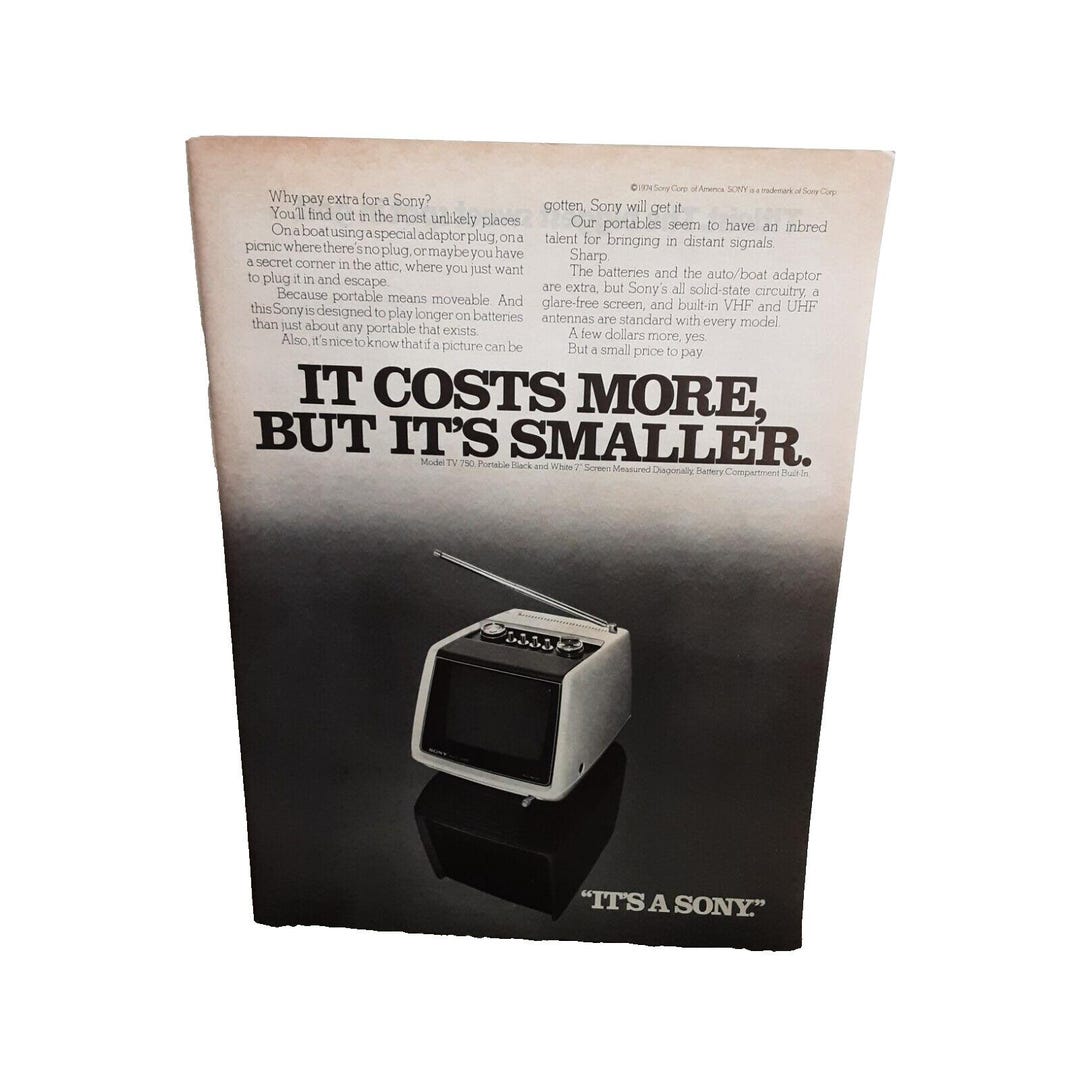 1974 Sony Mini Portable TV Television Original Print Ad 70s - Etsy