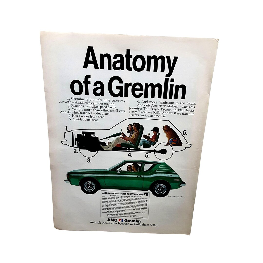 1973 AMC Gremlin Green Color Car Original Print Ad - Etsy