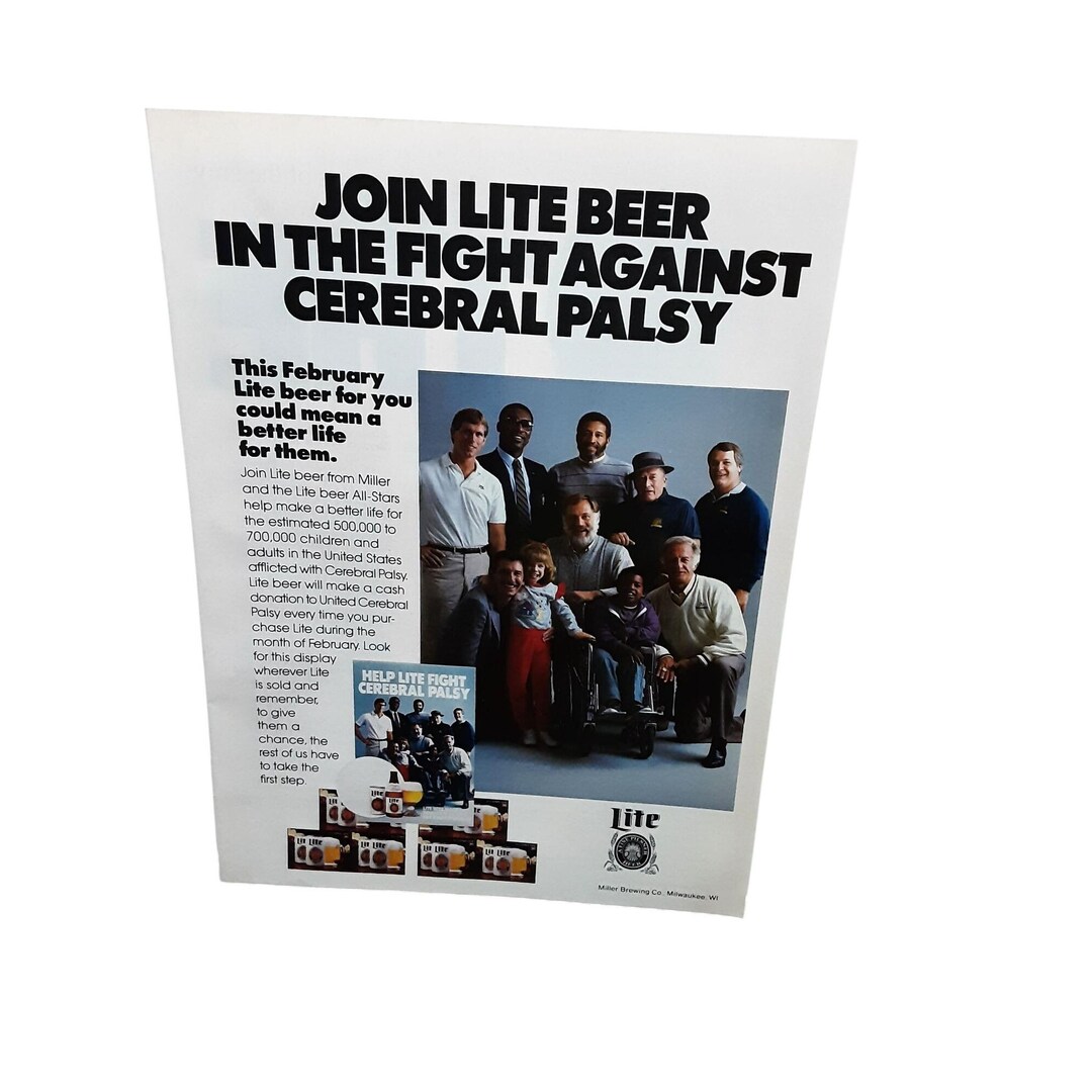 1985 Miller Lite Beer Fight Against Cerebral Palsy Original Print Ad - Etsy