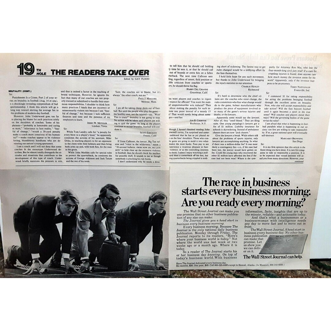 1978 Wall Street Journal Race in Business Vintage Print Ad 70s - Etsy