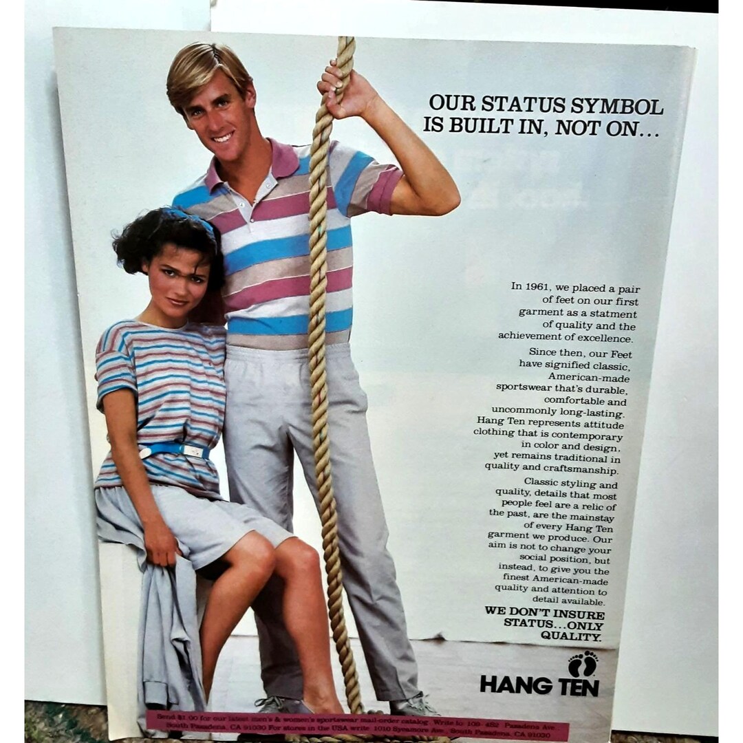 1984 Hang Ten Clothing Original Print Ad - Etsy