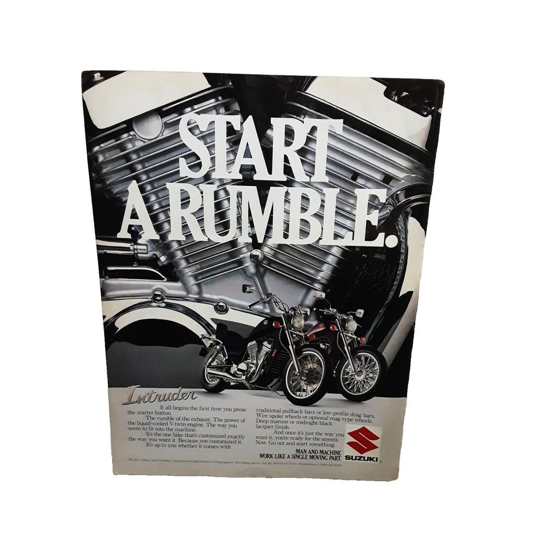 1986 Suzuki Intruder Motorcycle Start A Rumble Original Print Ad 80s - Etsy