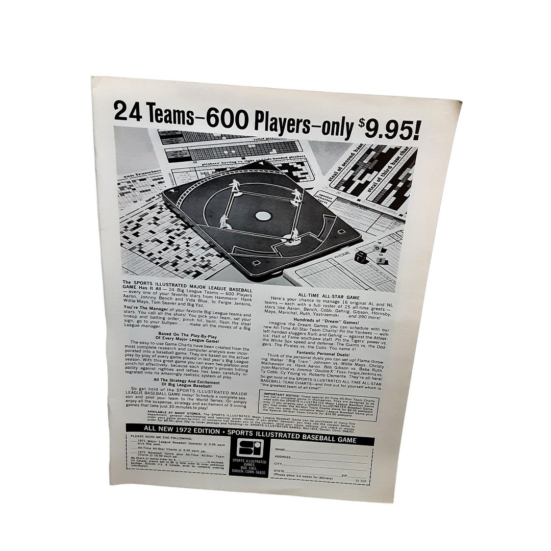 1972 Sports Illustrated Major League Baseball Game Vintage Print Ad 70s ...