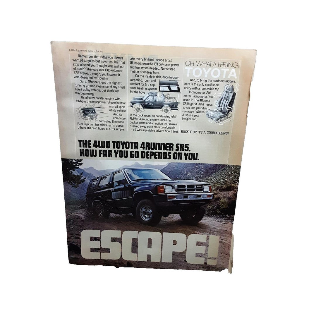 Vintage 1985 Print Ad Toyota 4runner SR5 Truck Escape Original 1980s - Etsy