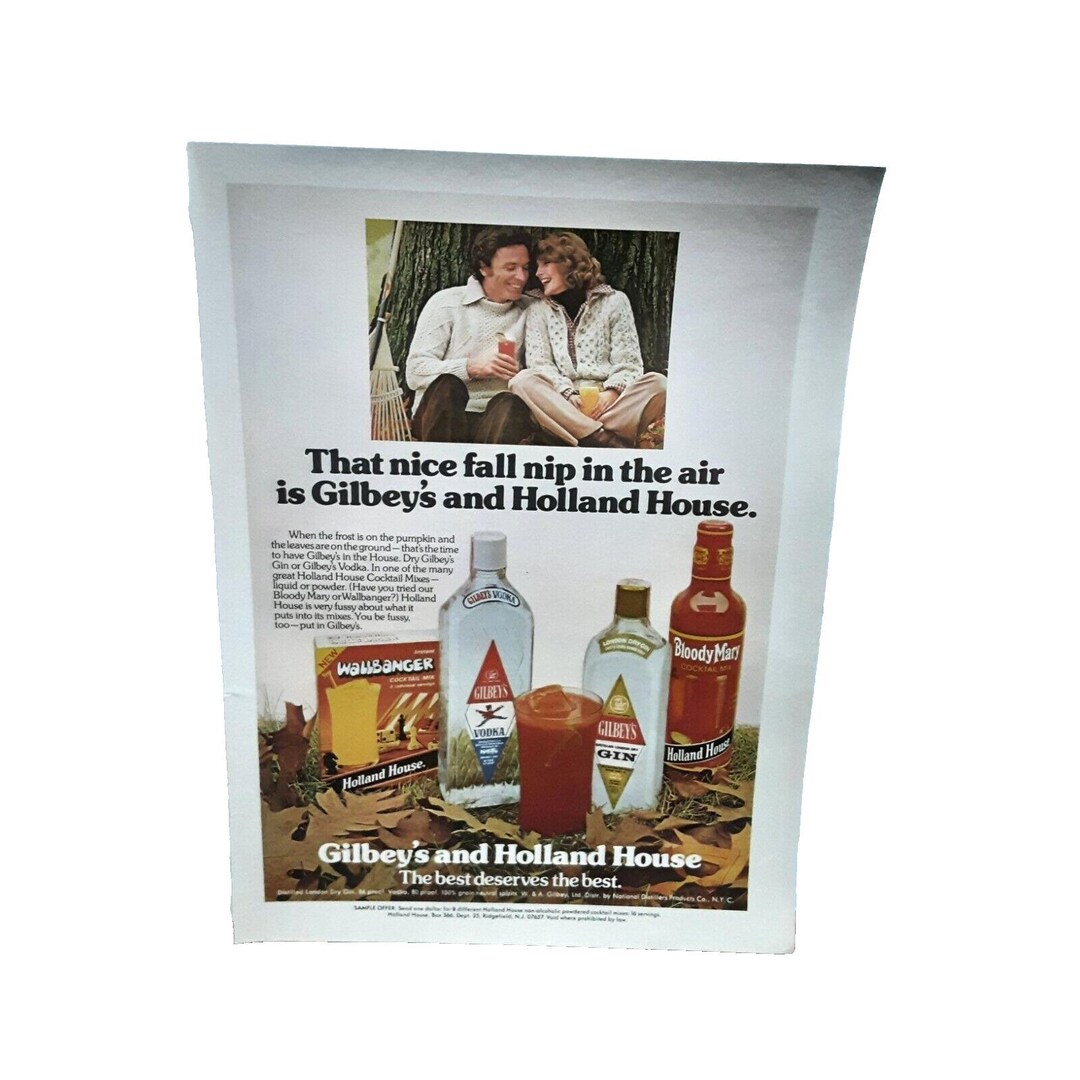 1975 Gilbeys Gin Holland House Cocktail Mixed Original Vintage Print Ad ...