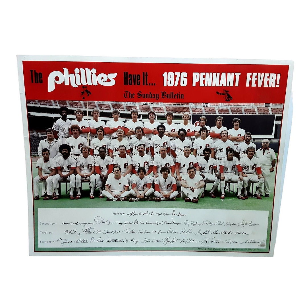 1976 Philadelphia Phillies Team Photo Sunday Bulletin Vintage Schmidt ...