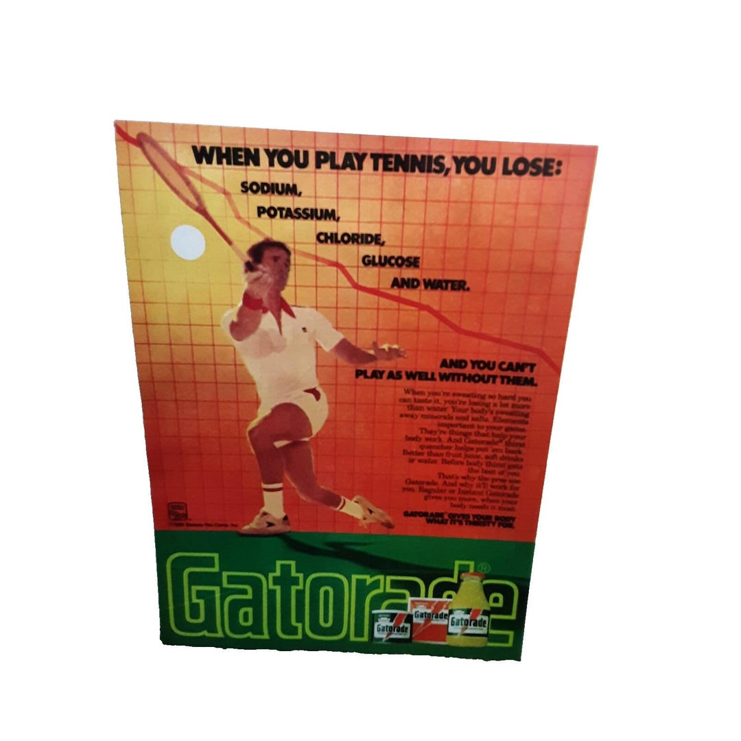 Vintage 1980 Print Ad Gatorade Tennis Theme Original 80s - Etsy