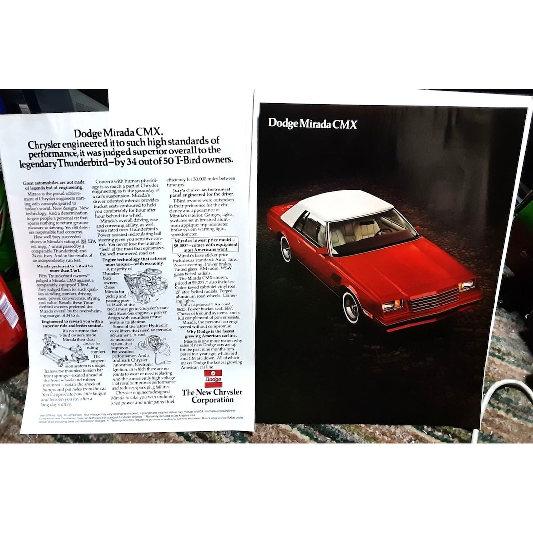 1981 Dodge Mirada CMX 2 Page Car Original Print Ad - Etsy