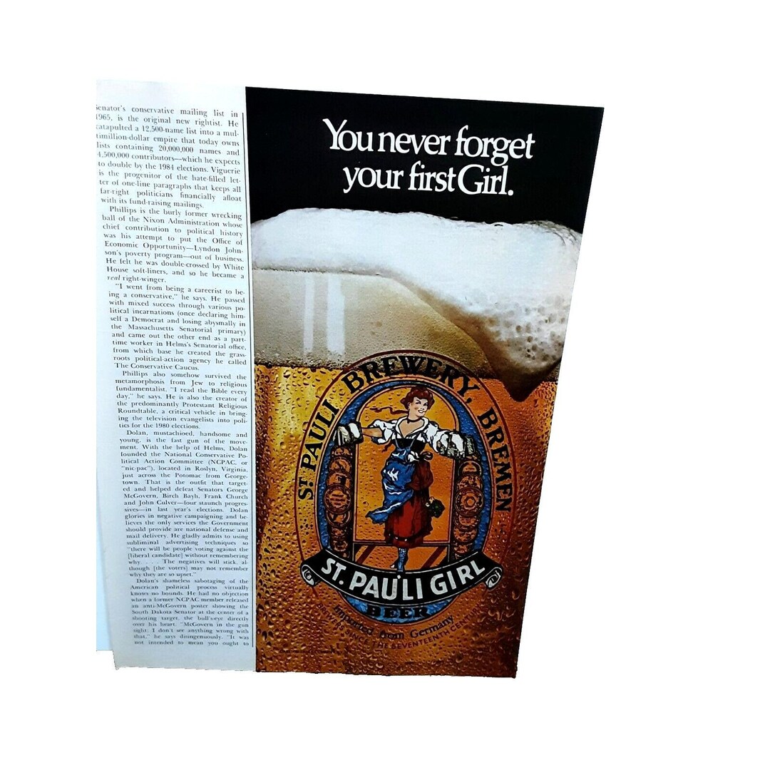 1981 St Pauli Girl Beer You Never Forget Your First Girl Original Print ...