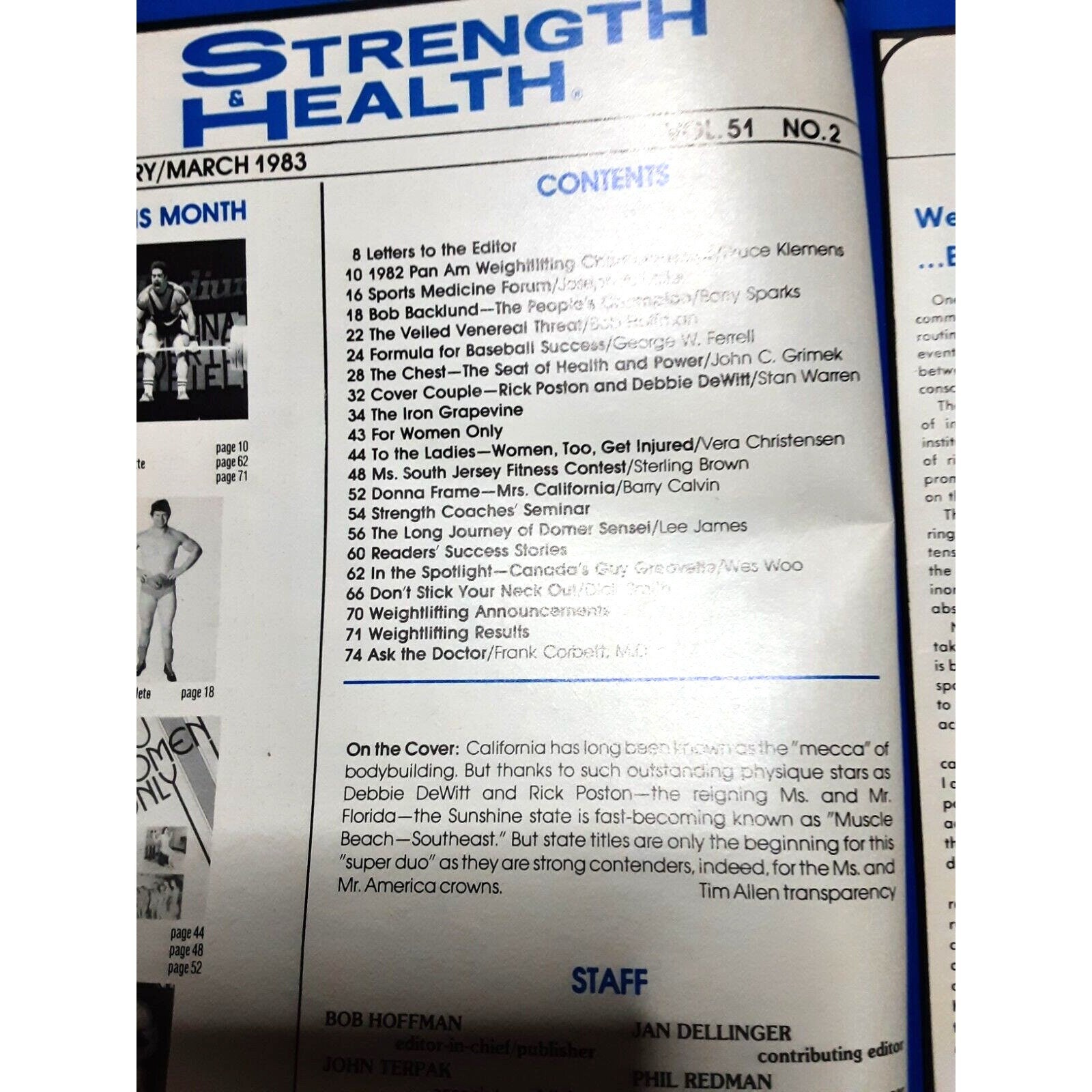 Strength and Health Magazine March 1983 Rick Poston Debbie - Etsy