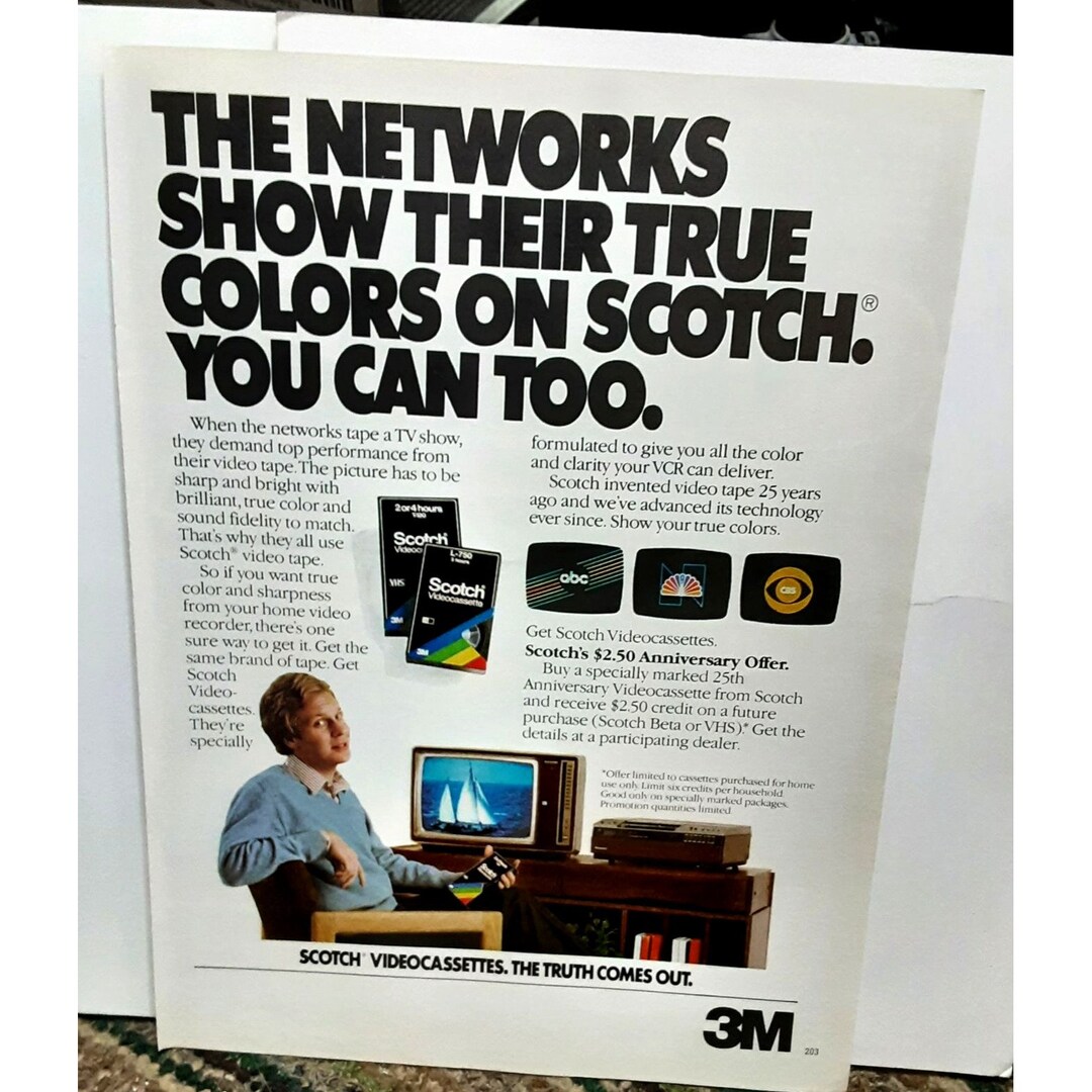 1981 Scotch VHS Beta Video Cassette Tape Original Print Ad 80s - Etsy