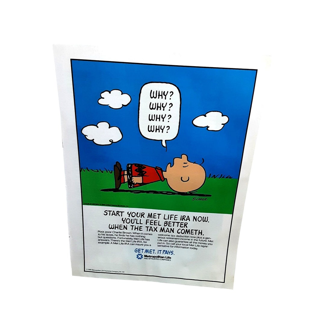 1986 Metropolitan Life Charlie Brown Schultz Insurance Original Print ...