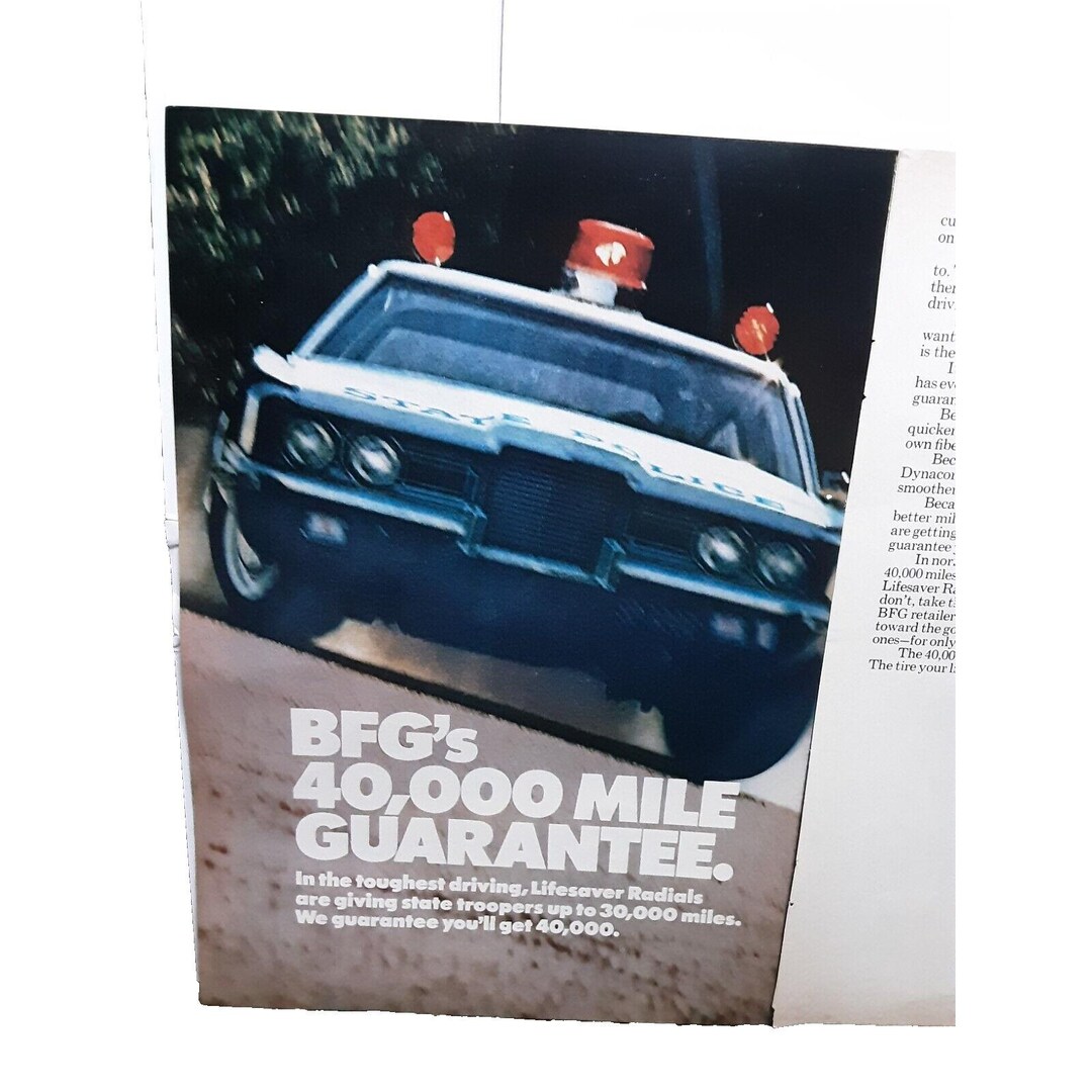 1971 BF Goodrich Tires State Police Ford LTD Car Original Vintage Print ...