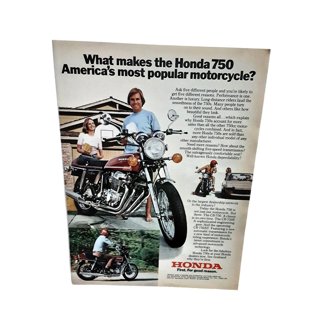1976 Honda 750 Motorcycle Original Print Ad Vintage 70s - Etsy