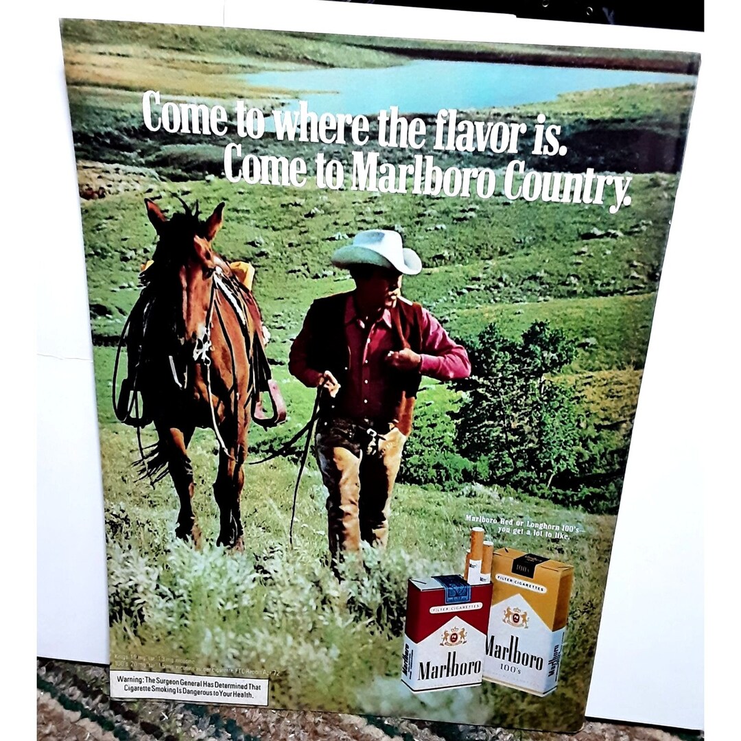 1972 Marlboro Country Cowboy Horse Original Print Ad 70s - Etsy