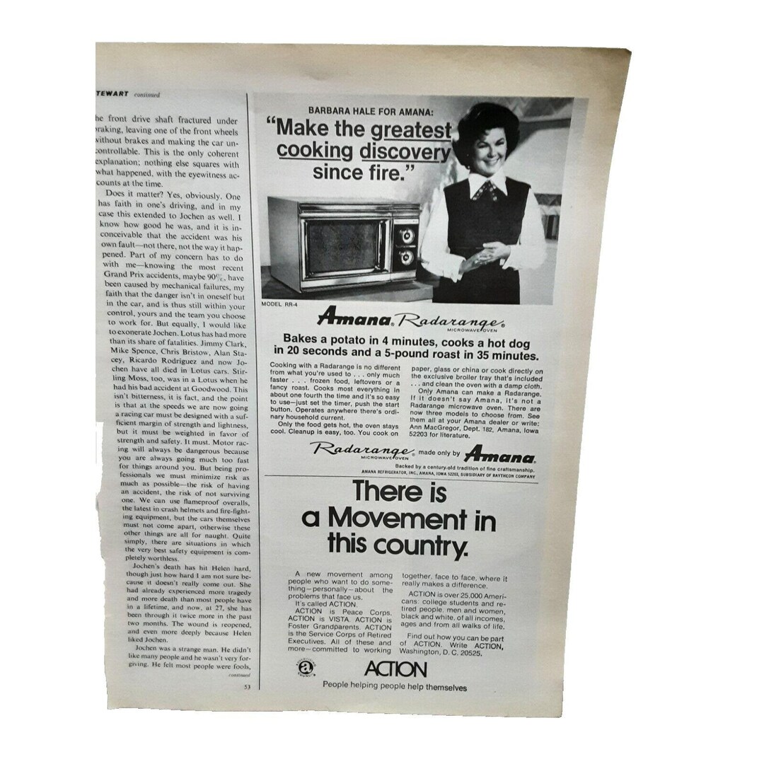 1972 Amanda Radarange RR4 Barbara Hale Original Print Ad Vintage 70s - Etsy