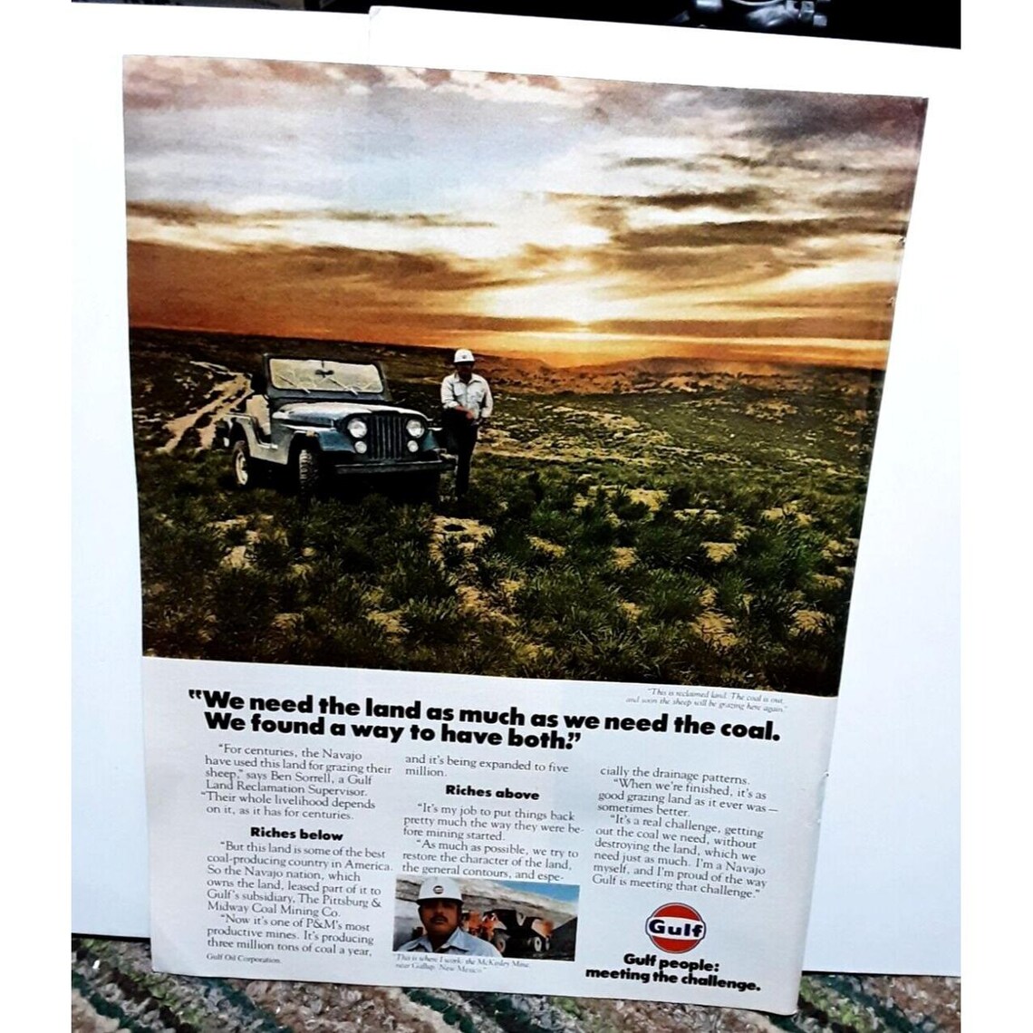 1979 Gulf Oil We Need the Land Man With Jeep Original Print Ad Vintage ...
