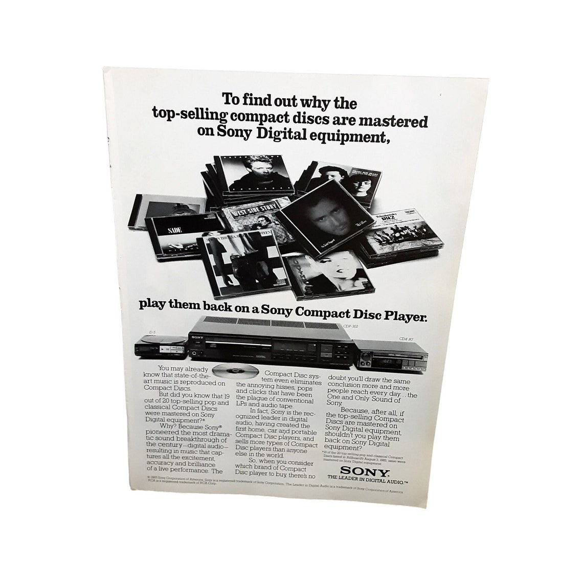 1985 Sony Compact Disc Player Original Print Ad Vintage - Etsy