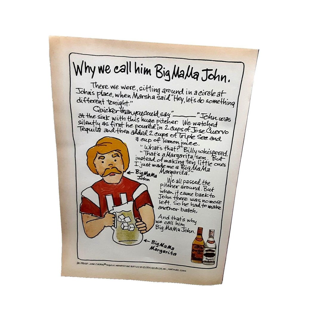 1974 Jose Cuervo Tequila Big Mama John Original Print Ad - Etsy