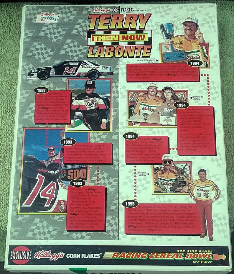 Kelloggs Corn Flakes Terry Labonte 1995 Collectors Cereal Box - Etsy