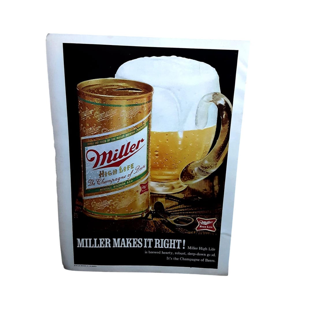 1971 Miller High Life the Champagne of Beers Vintage Print Ad - Etsy