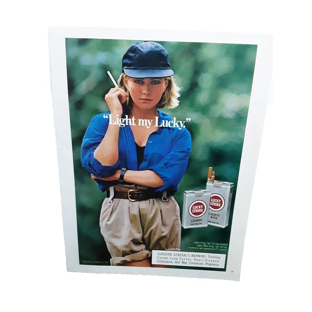 1987 Lucky Strike Lights Cigarettes Sexy Woman Original Print Ad 80s - Etsy