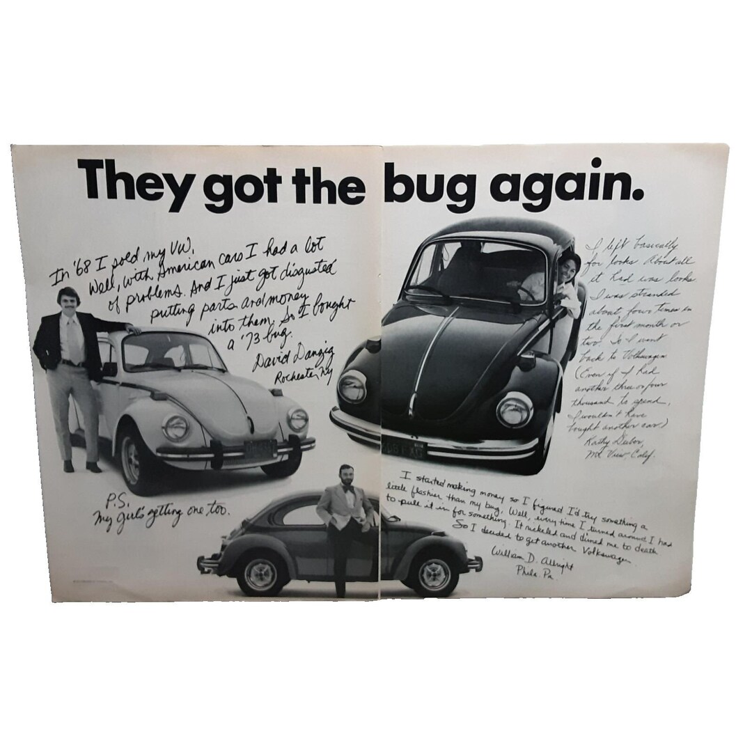 1973 Volkswagen VG Bug 1974 Model 2 Page Original Print Ad 70s - Etsy