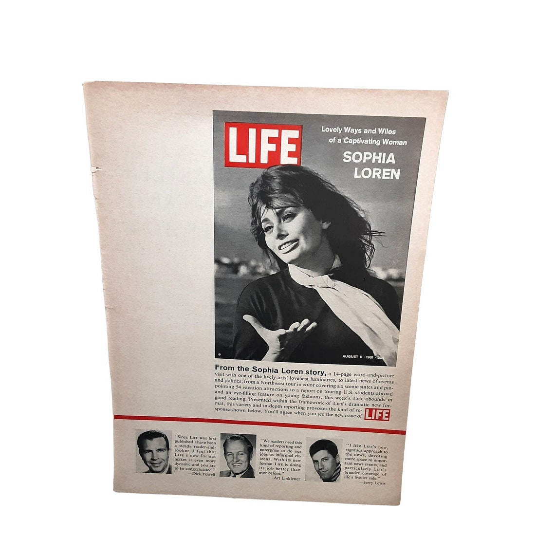 1961 Life Magazine Sophia Loren Vintage Print Ad 60s Original Jerry ...