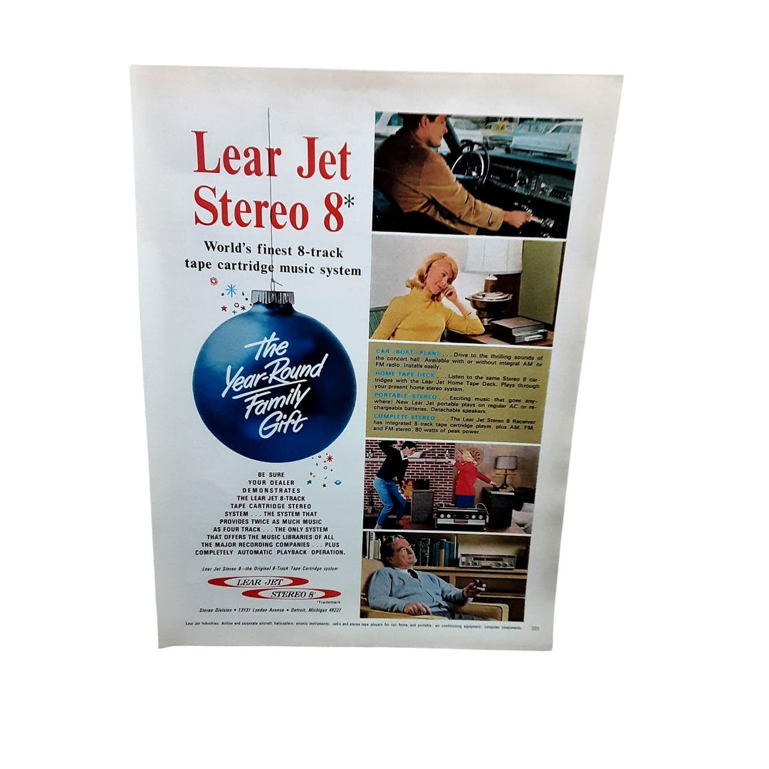 1966 Lear Jet Stereo 8 Ad Vintage 8-track Tape Player Print Christmas ...