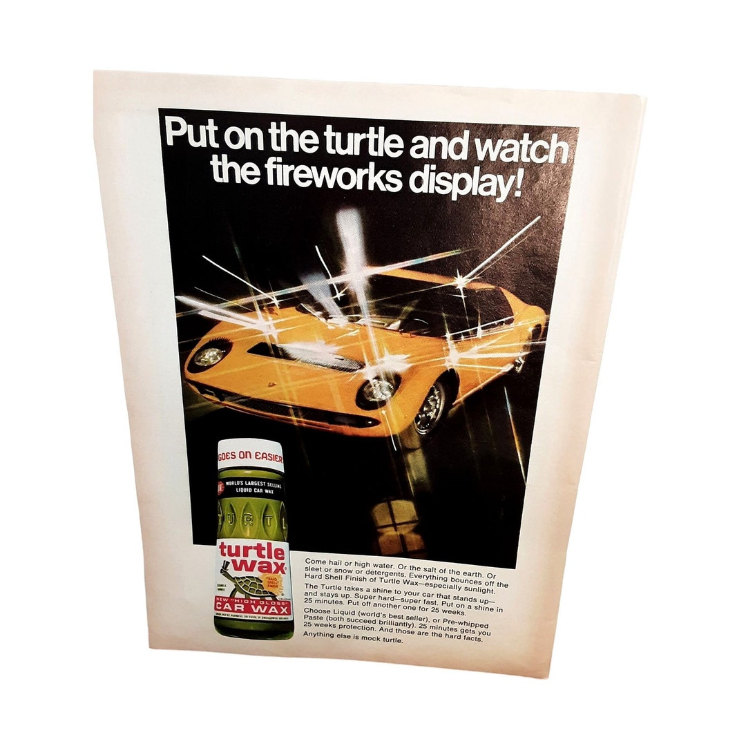 1974 Turtle Wax With Lamborghini Vintage Print Ad 70s - Etsy
